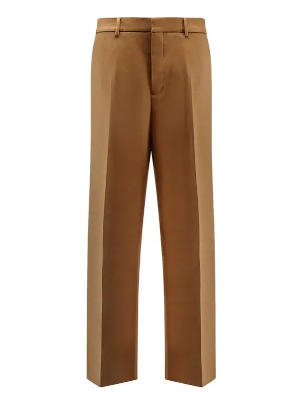 Ami Virgin Wool Wide Leg Trousers - Brown