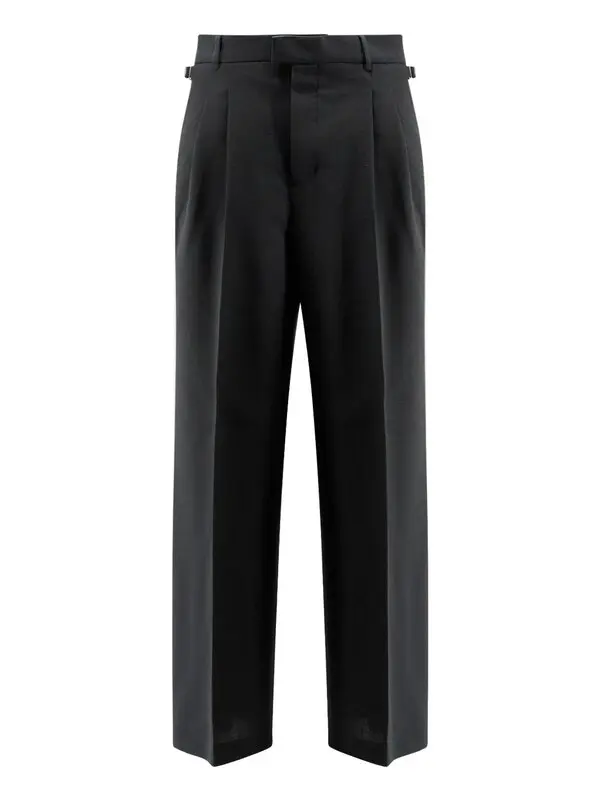 Ami Virgin Wool Wide Leg Trousers - Grey