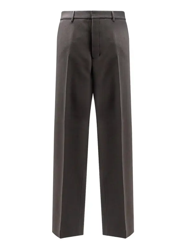 Ami Virgin Wool Wide Leg Trousers - Grey