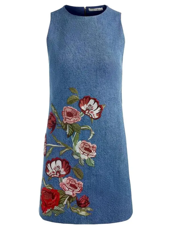 Alice + Olivia Cade Embroidered Mini Dress - Blue