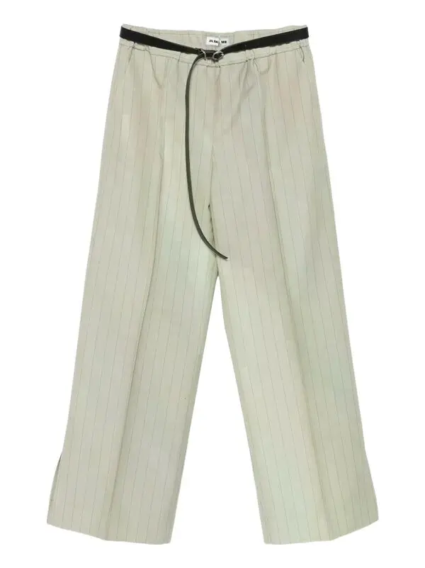 JIL SANDER Pinstriped Straight Leg Trousers - Green