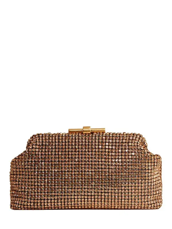 REISS Adaline Embellished Clutch - Peach