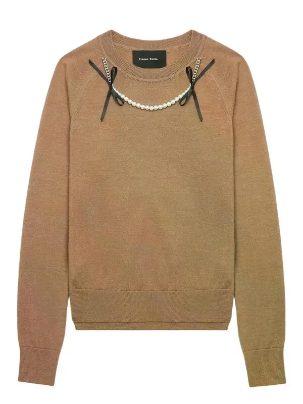 Simone Rocha Embellished Raglan-sleeve Sweater - Brown