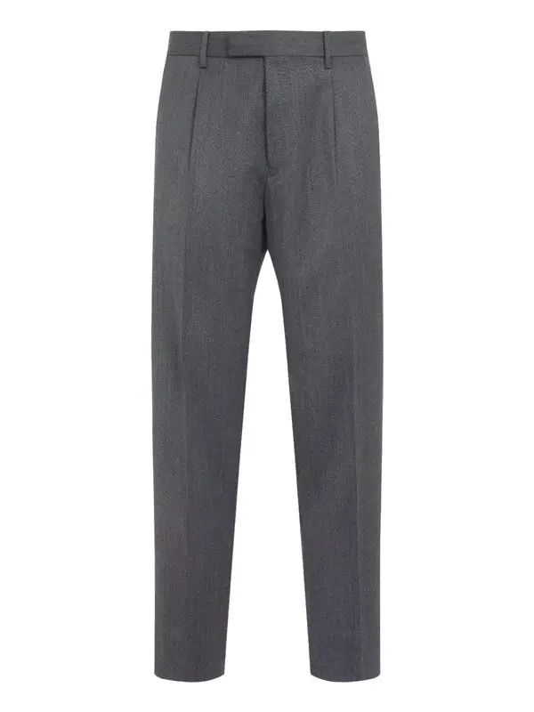 Zegna Pleated Wool Trousers - Grey