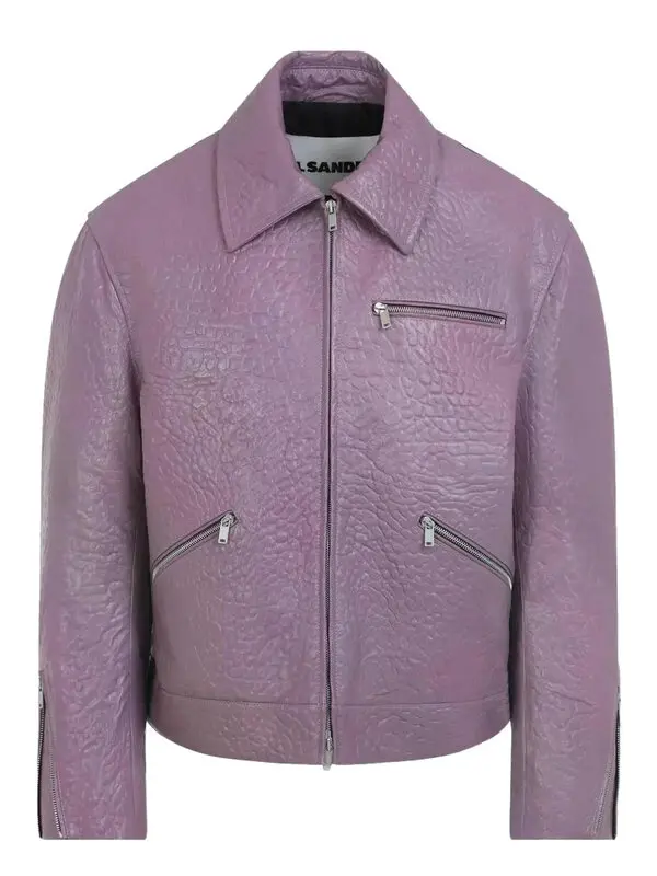 JIL SANDER Textured Leather Jacket - Purple