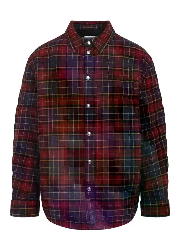 Off-White Quilted Plaid Shirt Jacket - Red
