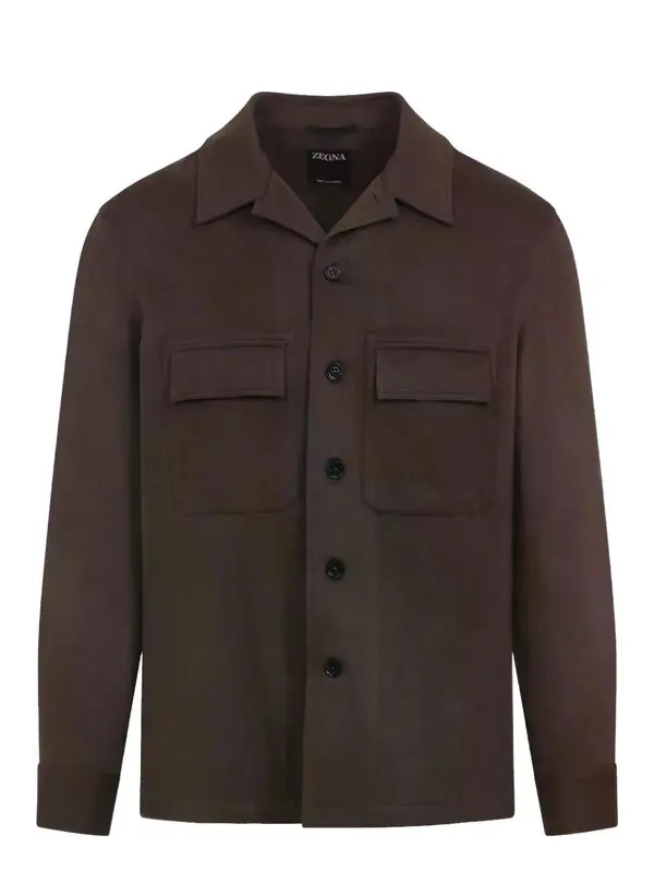 Zegna Double-pocket Cashmere Shirt Jacket - Brown