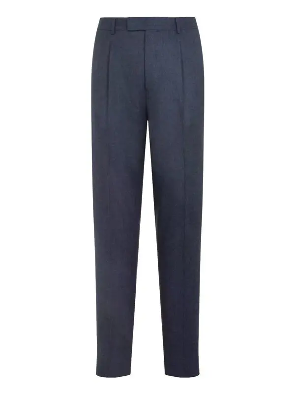 Zegna Pleated Wool Trousers - Blue