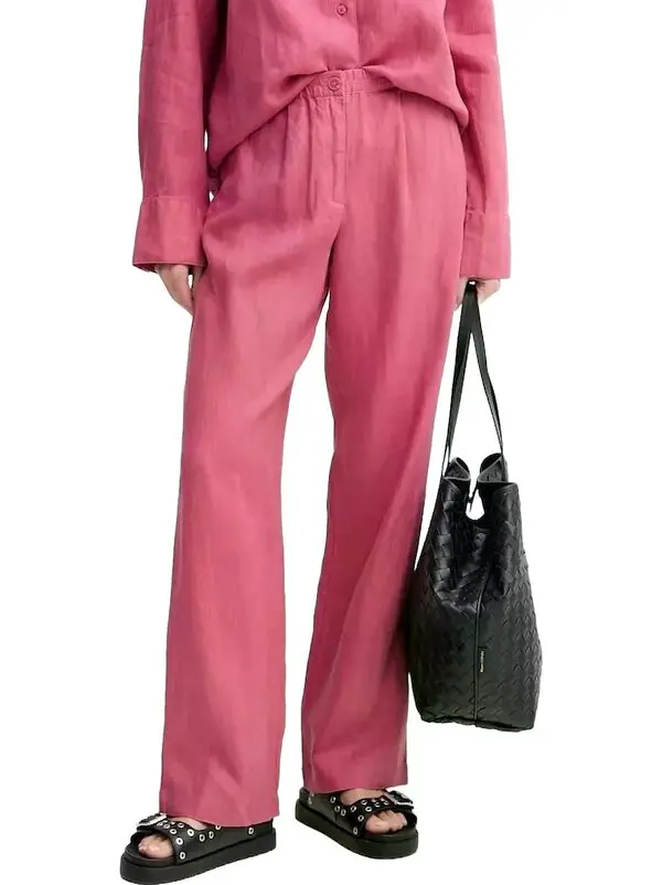 SAMSOE SAMSOE Linen Trousers With Elasticated Waist - Pink