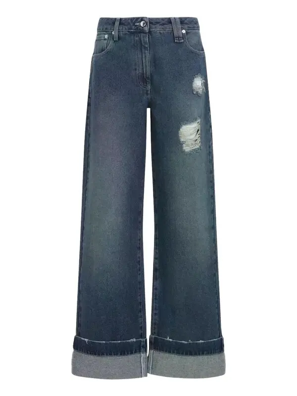 Simone Rocha Distressed Cuffed Jeans - Blue