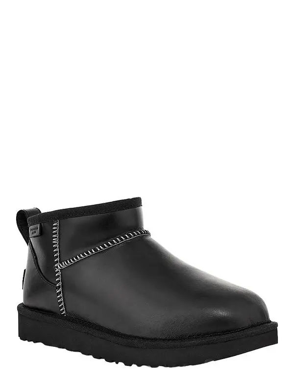 UGG Classic Ultra Mini Leather Regen Boots - Black