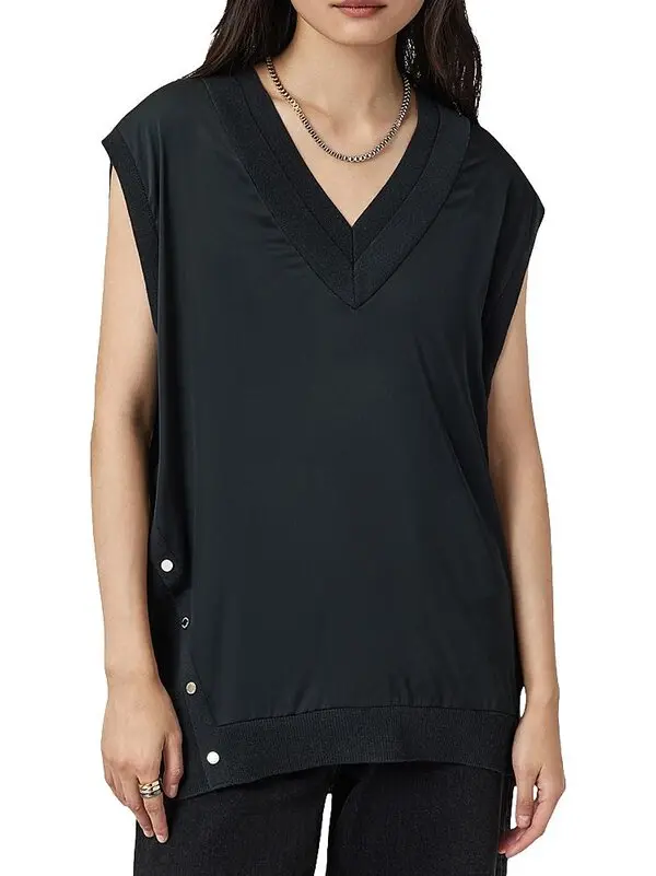 ALLSAINTS Bern Side Snap Top - Collegiate