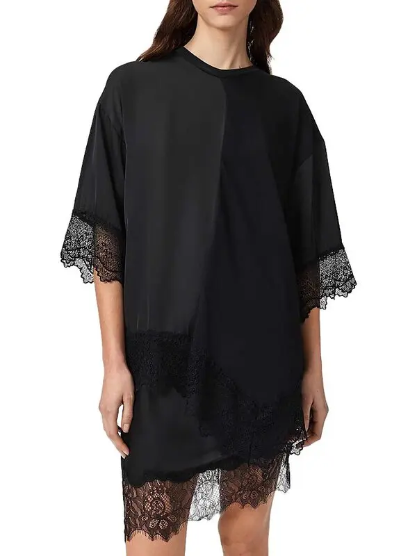 ALLSAINTS Lenny Lace Trim Tee - Black