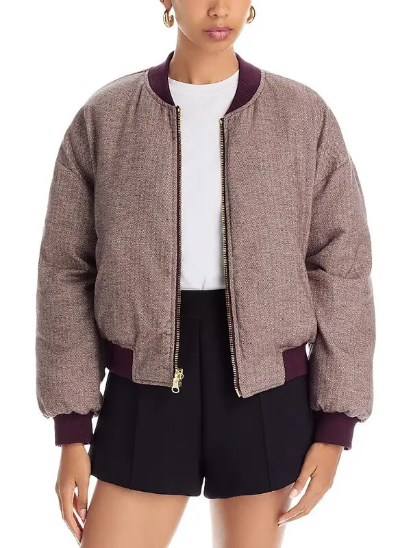 L'Agence Violeta Reversible Puffer Jacket - Wine/herringbone