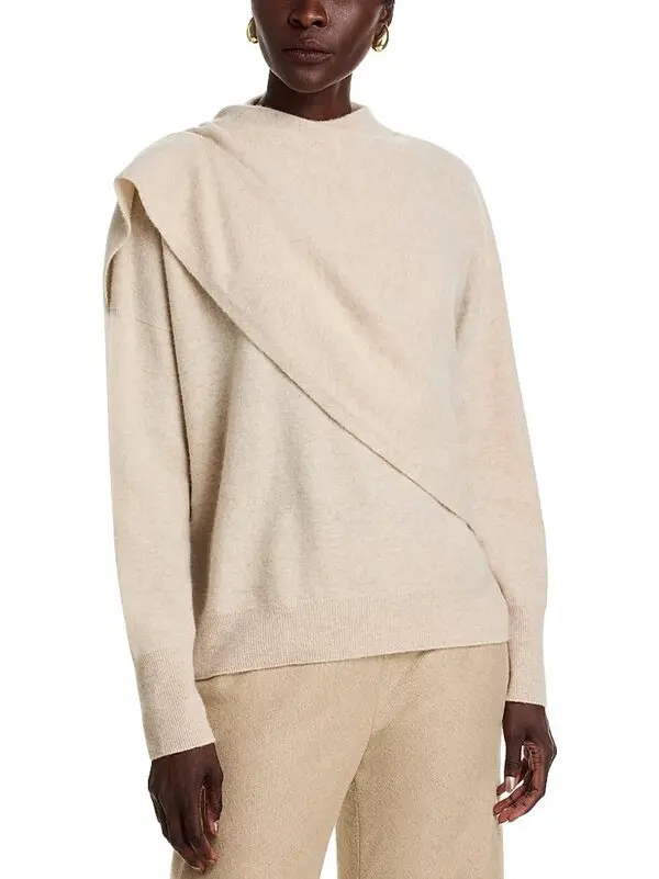 Vince Wool And Cashmere Draped Sweater - Heather Dove Oatmeal