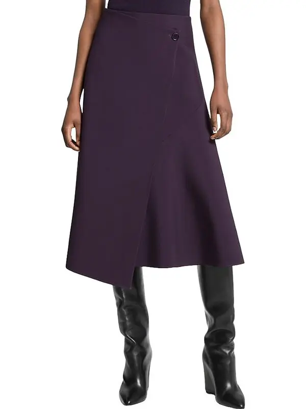 Michael Kors Wool Draped Wrap Skirt - Aubergine