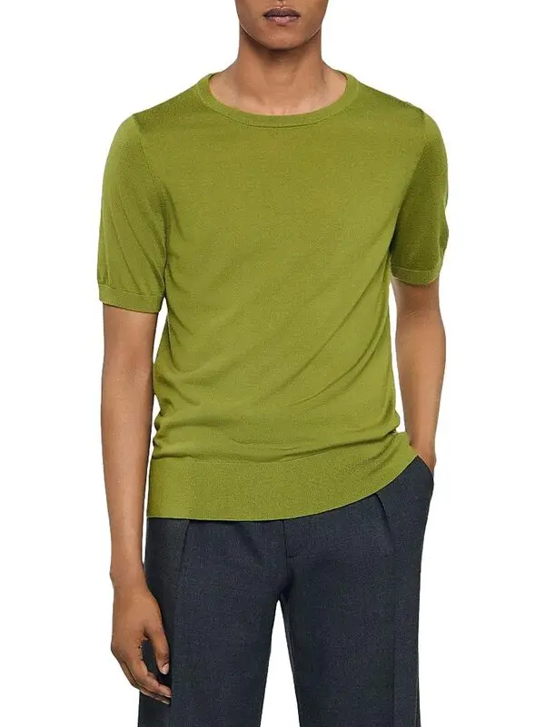 Sandro Flowing Knit Tee - Super Grass