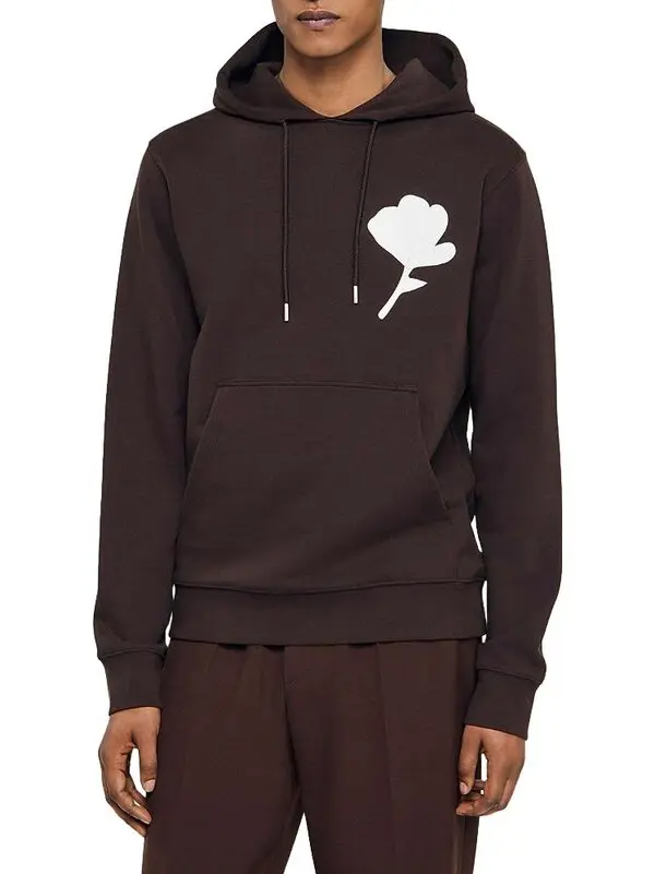 Sandro Layered Flower Hoodie - Chocolate
