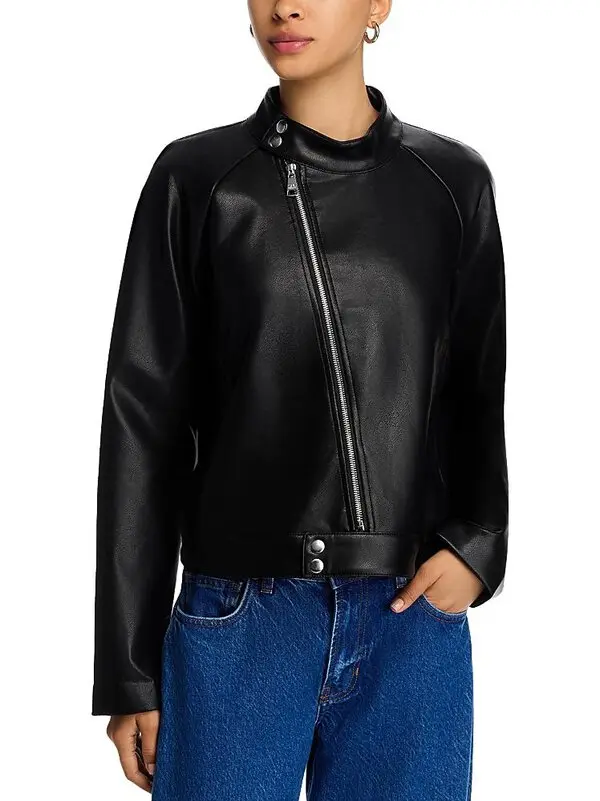 Steve Madden Jett Faux Leather Moto Jacket - Black