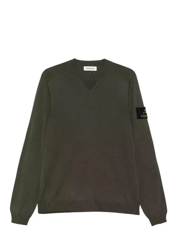 Premiata Logo-patch Crew-neck Sweater - Green