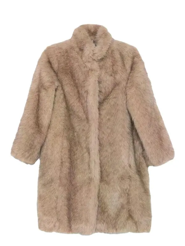 ROSSO 35 Faux-fur Longline Coat - Brown