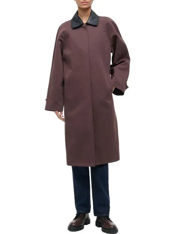 Staud Jonah Leather Collar Coat - Earth