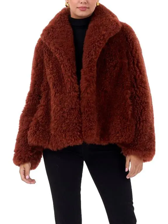 Gorski Genuine Shearling Jacket With Detachable Belt - Caramel