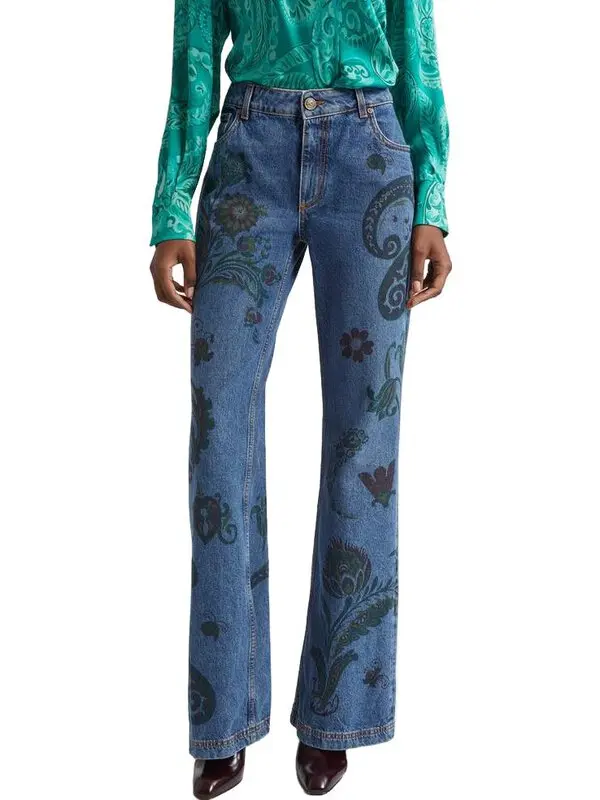 Etro Paisley Print Flare Jeans - Multicolor Azure Base