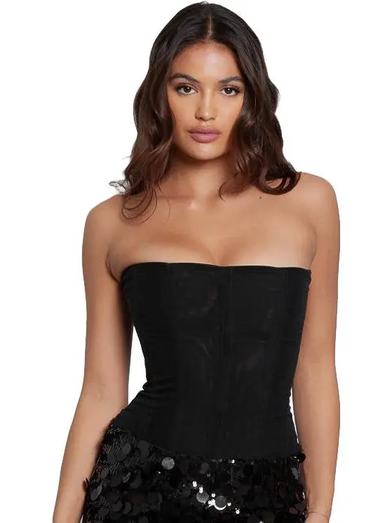 LEAU Muse Mesh Corset Top - Black