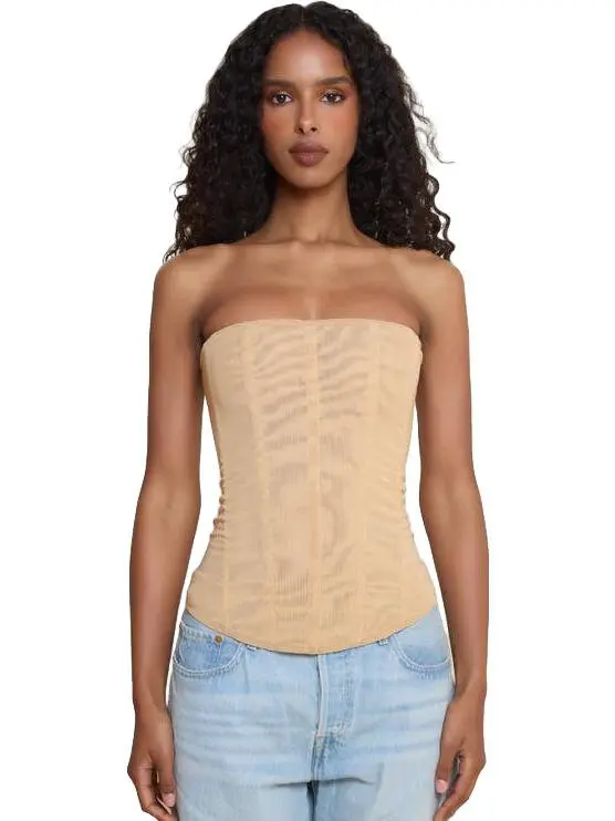 LEAU Muse Mesh Corset Top - Tan