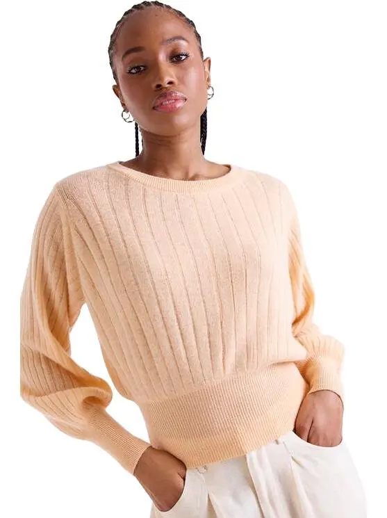 1982 Rosa Ribbed 100% Cashmere Sweater - Bellini Peach