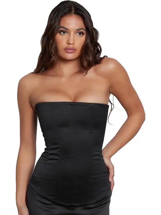 LEAU Satin Corset Top - Black