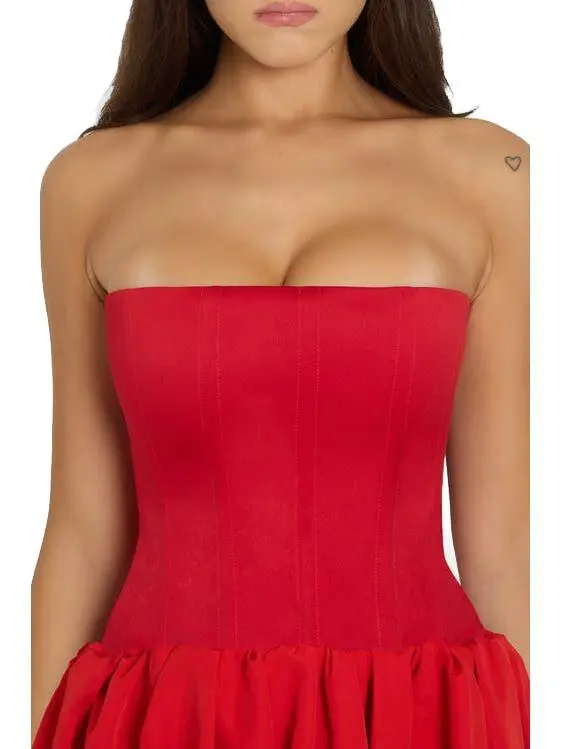 LEAU Satin Corset Top - Red