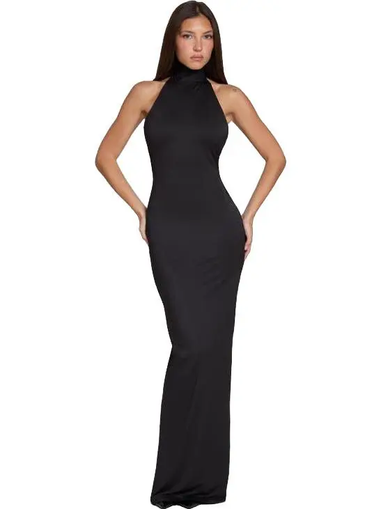 LEAU Alaïa Drape Maxi Dress - Black