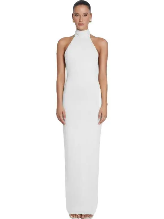 LEAU Alaïa Drape Maxi Dress - White