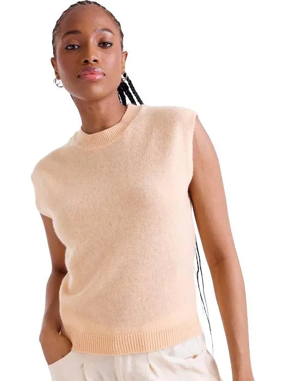 1982 Zarah Crew Neck 100% Cashmere Vest - Bellini Peach