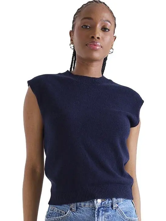 1982 Zarah Crew Neck 100% Cashmere Vest - Navy