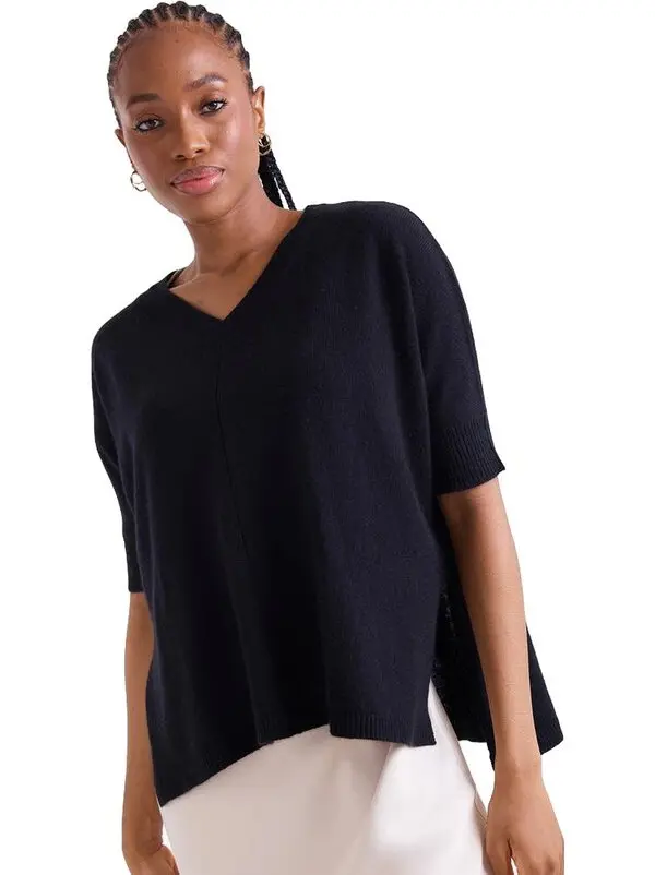 1982 Venetia Vee V-neck Cashmere Sweater - Black