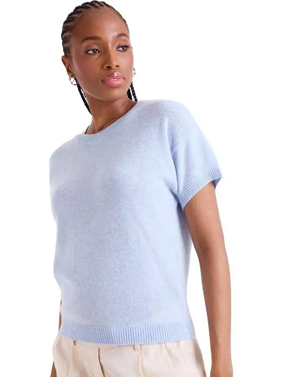 1982 Esme Short Sleeve 100% Cashmere Top - Azure