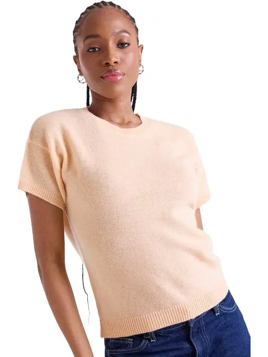 1982 Esme Short Sleeve Cashmere Top - Bellini Peach