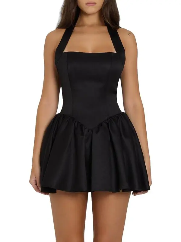 LEAU Hyades Halter Corset Mini Dress - Black