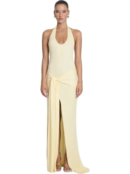LEAU Halter Knot Maxi Dress - Butter Yellow