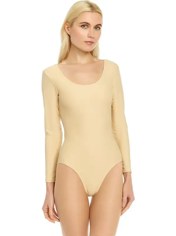 LEVERET Long Sleeve Leotard - Beige