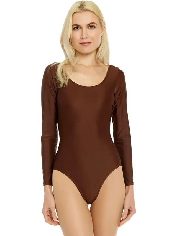 LEVERET Long Sleeve Leotard - Brown