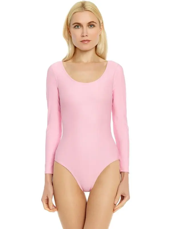 LEVERET Long Sleeve Leotard - Pink