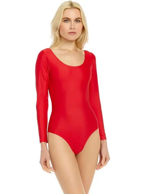 LEVERET Long Sleeve Leotard - Red
