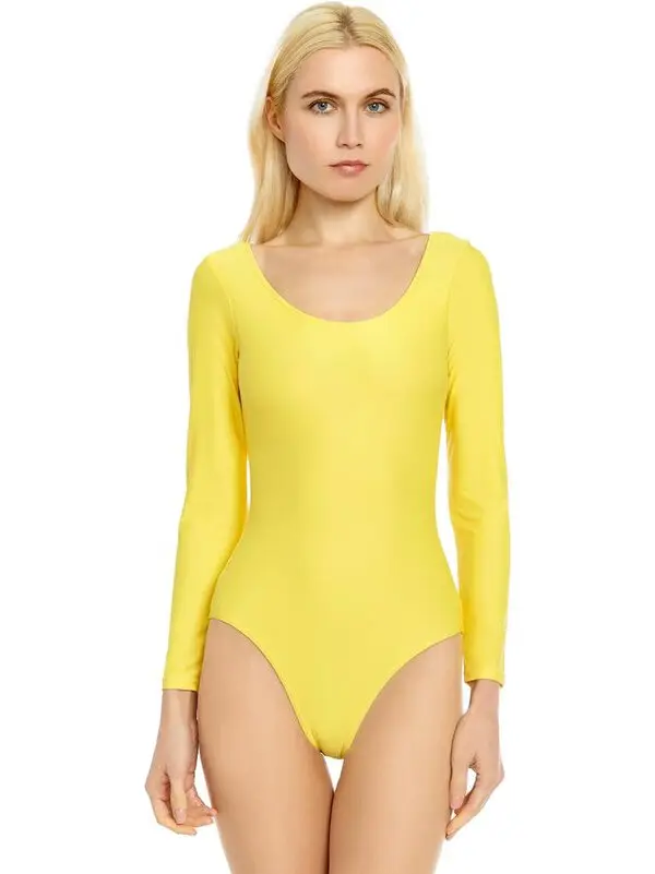 LEVERET Long Sleeve Leotard - Yellow