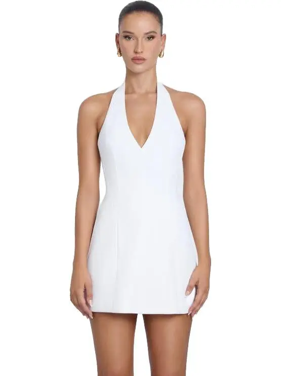 LEAU Hera Halter Mini Dress - White