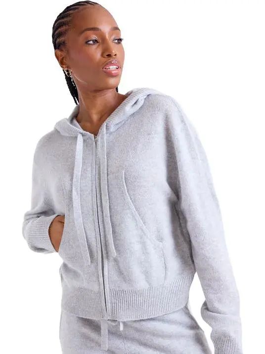 1982 Lavinia Crop Cashmere Hooded Sweater - Super Grey