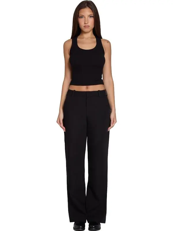 LEAU Classic Column Straight Trousers - Black